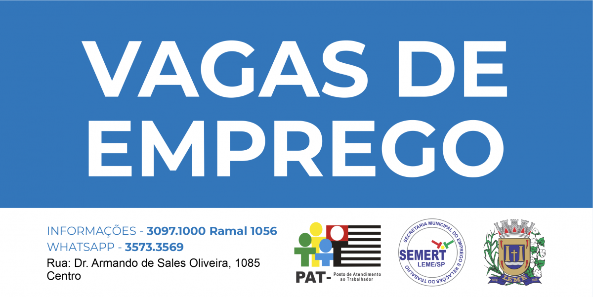 VAGAS Posto de atendimento ao trabalhador - PAT - 24/01/2023 ...