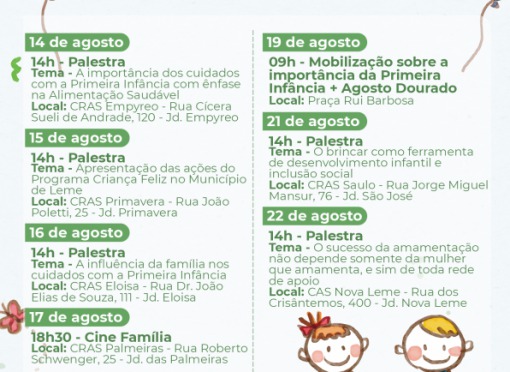 Agosto Verde, mês da Primeira Infância - Prefeitura Municipal de Leme